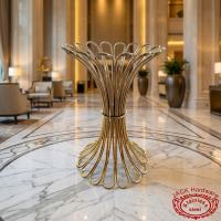 China WENDING Gold Flower Bundle Arc Rod Sculptural Bar Table Base – Wheat Sheaf Pedestal Stand for sale