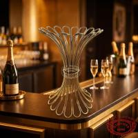 China WENDING Gold Flower Bundle Arc Rod Sculptural Bar Table Base – Wheat Sheaf Pedestal Stand for sale