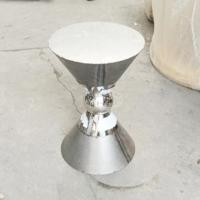 China WENDING Silver Hourglass Side Table – White Marble Top Hotel Accent Table for sale