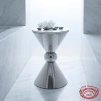 China WENDING Silver Hourglass Side Table – White Marble Top Hotel Accent Table for sale