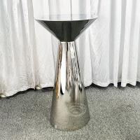 China WENDING Silver Mirror Funnel-Shape High-Top Cocktail Bar Table – All-Metal Trumpet Stand for sale