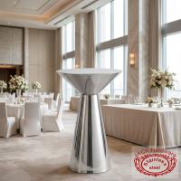 China WENDING Silver Mirror Funnel-Shape High-Top Cocktail Bar Table – All-Metal Trumpet Stand for sale