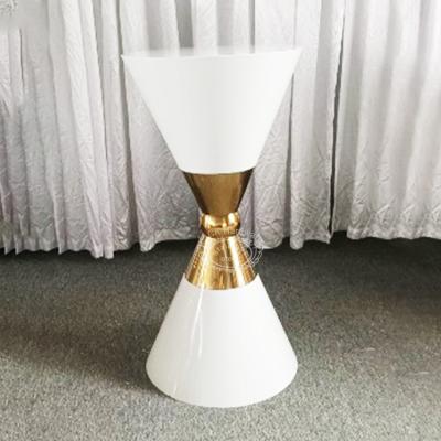 China WENDING White & Gold Hourglass Cocktail Poseur Table – Luxury Hotel Bar Stand for sale