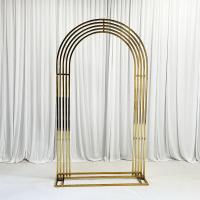 China WENDING Gold Multi-Line Arch Backdrop Frame – 5-Tube Layered Semicircle Wedding Arch for sale