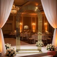 China WENDING Gold Multi-Line Arch Backdrop Frame – 5-Tube Layered Semicircle Wedding Arch for sale