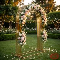China WENDING Gold Multi-Line Arch Backdrop Frame – 5-Tube Layered Semicircle Wedding Arch for sale