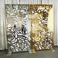 China WENDING Silver & Gold Mirror Rose Laser-Cut Backdrop Panel – Dual Color Wedding Screen for sale