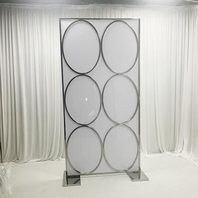 China WENDING Silver Oval Ring Panel Backdrop Screen – 6-Ellipse White Acrylic Wedding Stand for sale