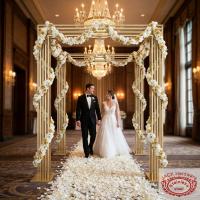 China WENDING Gold Multi-Tube Bundle Column П-Shape Arch Backdrop – Grand Wedding Gateway for sale
