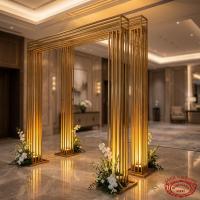 China WENDING Gold Multi-Tube Bundle Column П-Shape Arch Backdrop – Grand Wedding Gateway for sale