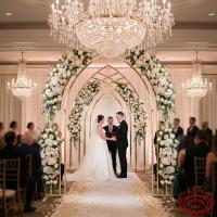 China WENDING Gold Multi-Layer Nested Gothic Arch Backdrop Frame – Wedding Ceremony Arch for sale