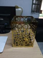 China WENDING Gold Bubble Cutout Square Floral Box – Circular Perforated Stainless Steel Vase for sale