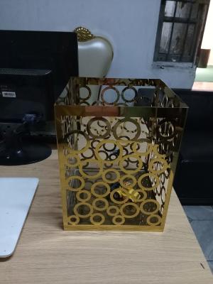 China WENDING Gold Bubble Cutout Square Floral Box – Circular Perforated Stainless Steel Vase for sale