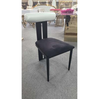 China Black Stainless Steel Banquet Chair with White Cylinder Backrest for sale