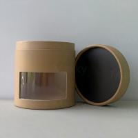China Customized Printing Logo Packaging Paper Tube Food With Window Food Coffee Candle Kraft Paper Cylinder Box for sale