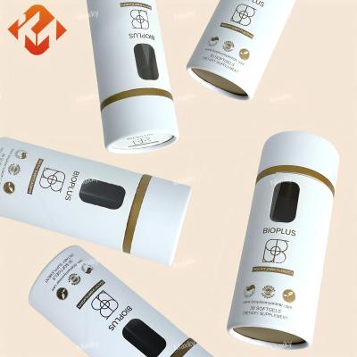 China Custom printed biodegradable kraft paper tubes, custom colors available, cylindrical packaging tubes with windows for clothing, scarves, silk handkerchiefs, etc. for sale