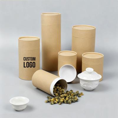 China Biodegradable Custom Logo Printing Food Grade Cardboard Container Craft Kraft Paper Tube Box Packaging for sale