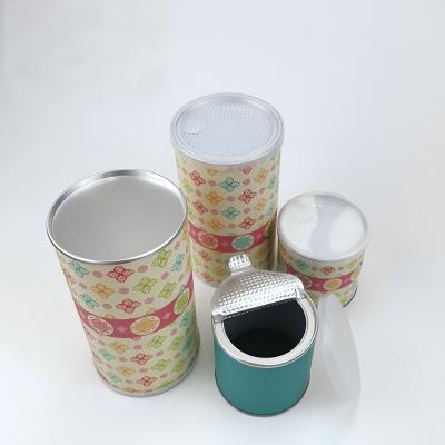China Customized printing bottom hand-sealed food tea dried fruit paper tube packaging food tin cans for sale