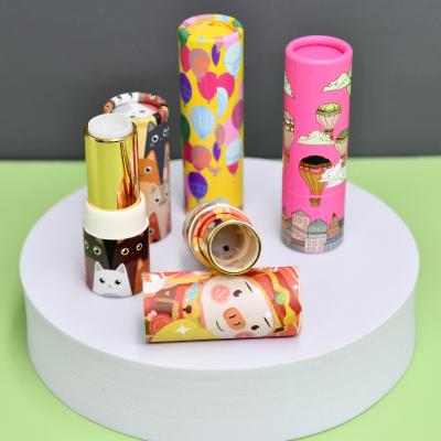 China Environmentally friendly press-type lip balm tube packaging, lipstick box, 75g food-grade kraft paper tube. for sale