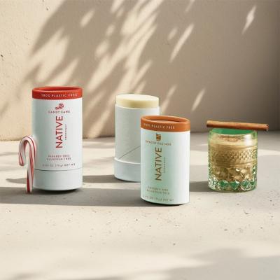 China Oval-shaped paper push-pull antiperspirant tube, lip balm tube, antiperspirant stick packaging for sale