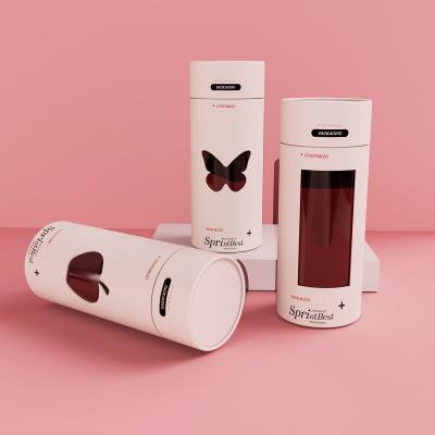 China Customized luxury gift box paper packaging cylindrical box with transparent PVC window for sale