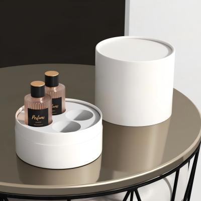 China A custom-designed luxury textured leather cylindrical box, an eco-friendly 6ml fragrance packaging set including a paper tube. for sale