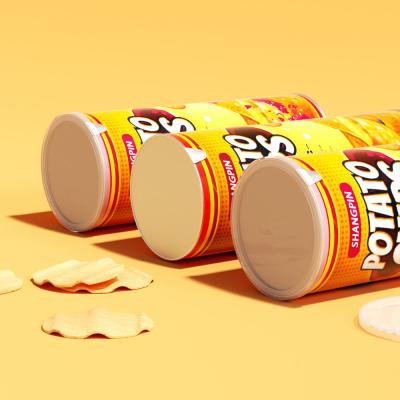 China High-quality cardboard snack chip and biscuit packaging tube with food-grade easy-tear lid for sale