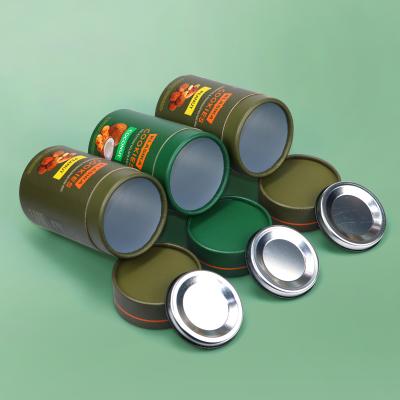 China Cardboard powder containers for packaging coffee beans, tea, etc., equipped with sealed metal lids and aluminum cans. for sale