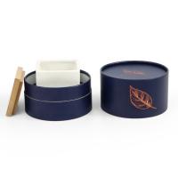 China Hollow square unique candle jar luxury packaging tube blue gift round paper box container for sale