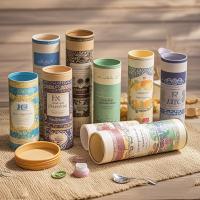 China Custom hot stamping logo printed cardboard food and snack round paper cans for sale