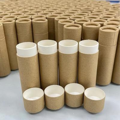 China Cosmetic kraft paper packaging boxes, made of natural materials, are suitable for stick containers, lipsticks, and push-type lip balms. for sale
