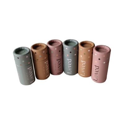 China 100% eco-friendly kraft paper lipstick tube, round, available in brown, pink and other colors, customizable. for sale