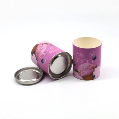 China OEM printed, exquisitely customized color kraft paper ice cream tube containers with metal lids, food-grade packaging. for sale