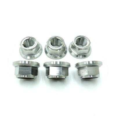 China Anodizing M10x1.25 Sprocket Titanium Flange Nuts for sale