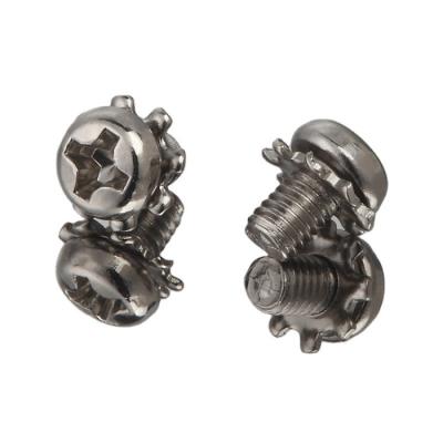 China Cross Recessed Pan Head M4 Nylok Combination Screw With External Tooth Gasket for sale