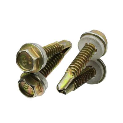 China Din Zine Plated Hexagonal Head M3 M4 M5 Self Tapping Screw With Washer for sale