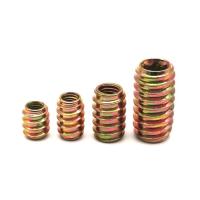 China M6 M8 M10 Yellow Zinc Plated Steel Hex Socket Insert Nuts for Wood Furniture DIN Standard for sale