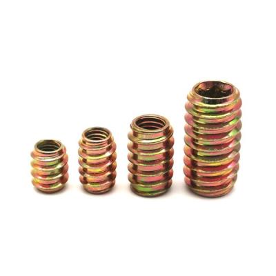 China M6 M8 M10 Yellow Zinc Plated Steel Hex Socket Insert Nuts for Wood Furniture DIN Standard for sale