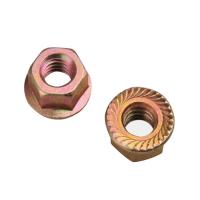China Carbon Steel Yellow Zinc Plated Hex Flange Nuts for sale
