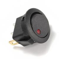China 12V DC Red LED Round Rocker Toggle Switch ON-OFF SPST 3 Pin 19mm Waterproof for sale