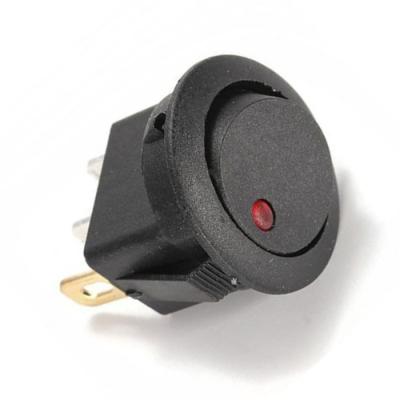 China 12V DC Red LED Round Rocker Toggle Switch ON-OFF SPST 3 Pin 19mm Waterproof for sale
