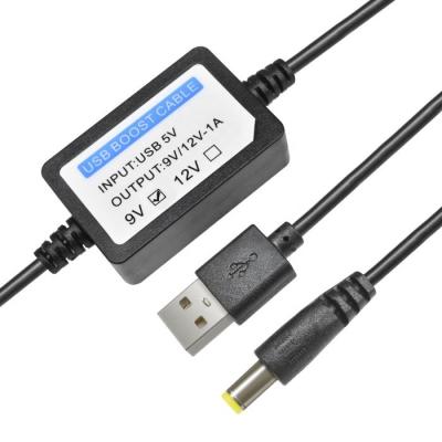 China USB 5V to 9V 12V 1A Power Boost Cable 2.1x5.5mm DC Plug 1.3m Length for sale
