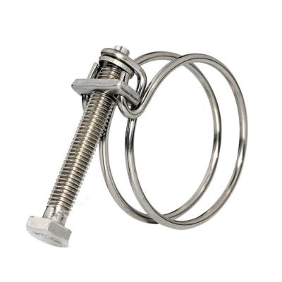 China Large Size Fasteners Hose Clamp Double Wire Fastener Hose Clamps for sale