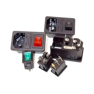 China AC 10A 250V Three-in-One Embedded Power Socket with Switch and Fuse Nylon Copper for sale