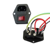 China AC 10A 250V Three-in-One Embedded Power Socket with Switch and Fuse Nylon Copper for sale