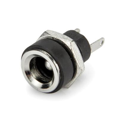China Screw Copper Metal Head DC Power Jack Socket DC-022B 2.5 x 5.5mm Panel Mount for sale