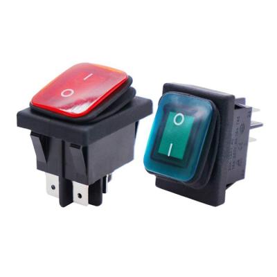 China Oil Proof 4 Pin 2 Position On Off Red Green Lamp Rocker Switch With Indicator Light for sale
