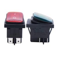 China Oil Proof 4 Pin 2 Position On Off Red Green Lamp Rocker Switch With Indicator Light for sale
