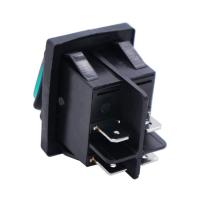 China Oil Proof 4 Pin 2 Position On Off Red Green Lamp Rocker Switch With Indicator Light for sale