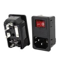 China IEC 320 C14 Red Light Rocker Switch Fused Fuse Inlet Male Connector Plug 125V 10A for sale